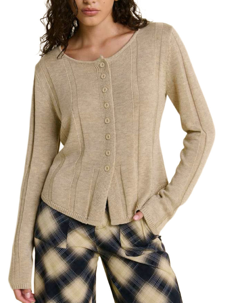 Beige PENNY-BUTTON Cardi | CocoIndigo